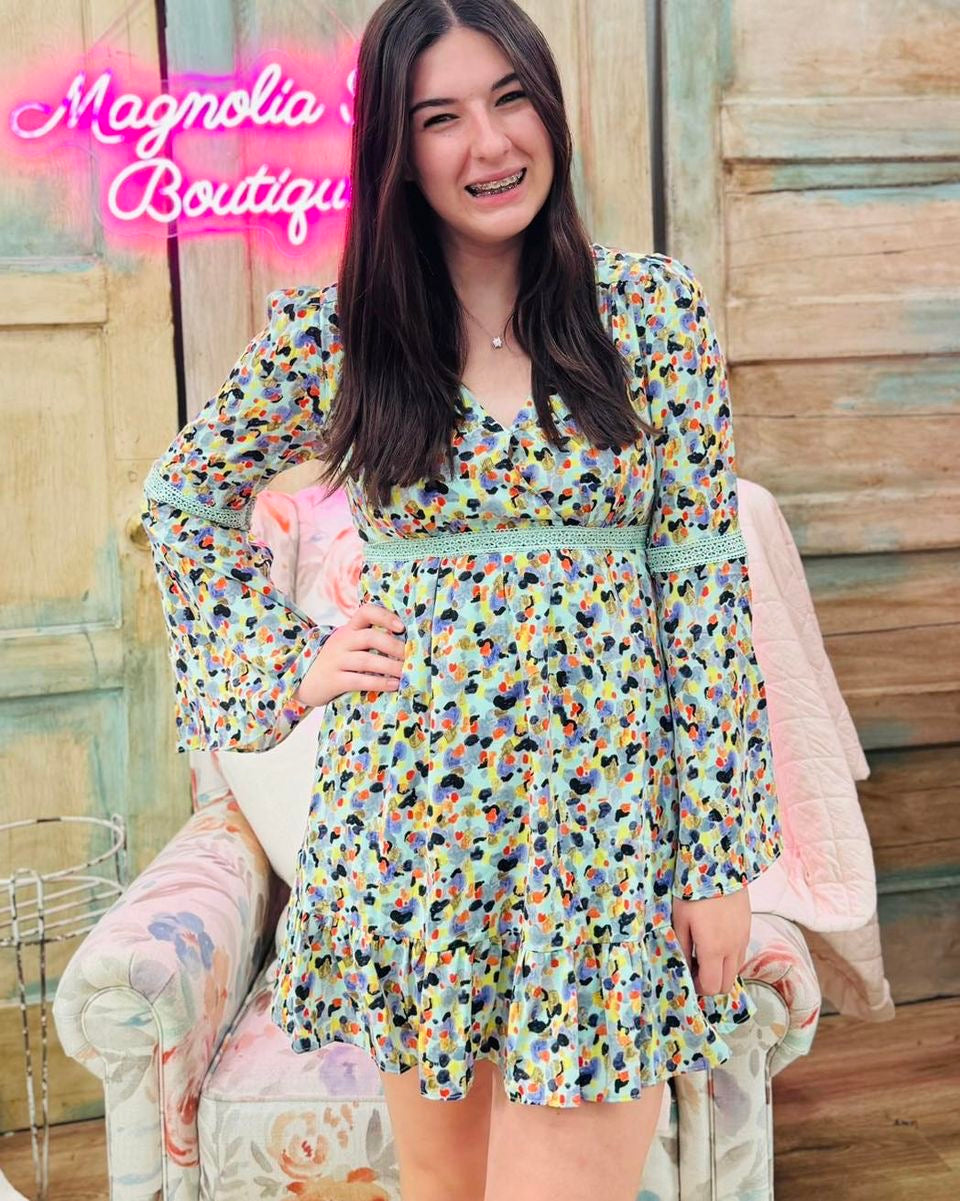 Sage Bell Sleeve Mini Dress Final Sale – Magnolia Too Boutique